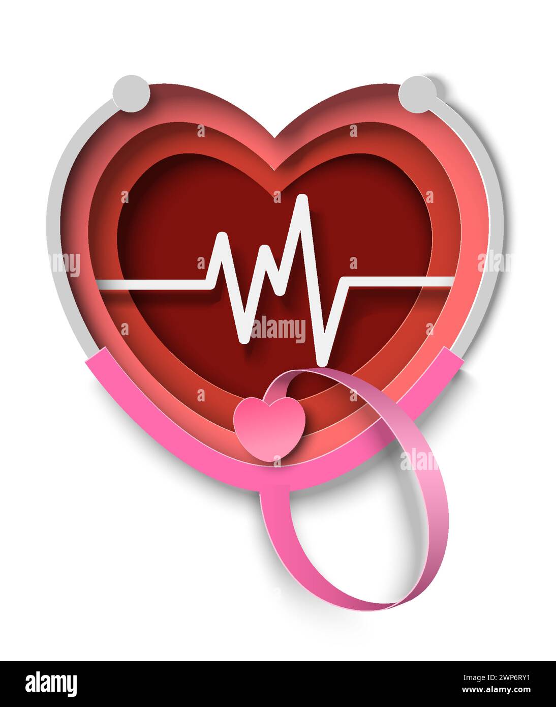 Heart medical checkup papercut poster vector illustration Stock Vector ...