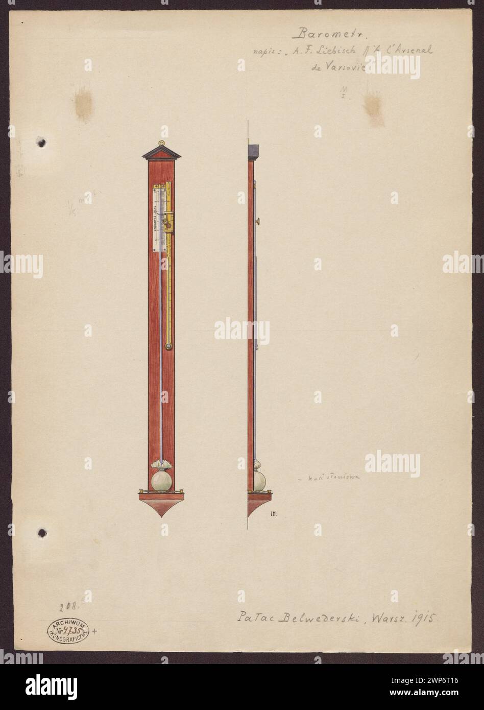 This barometer, designed by Jan Ma Achowski in 1915, includes late 19th ...