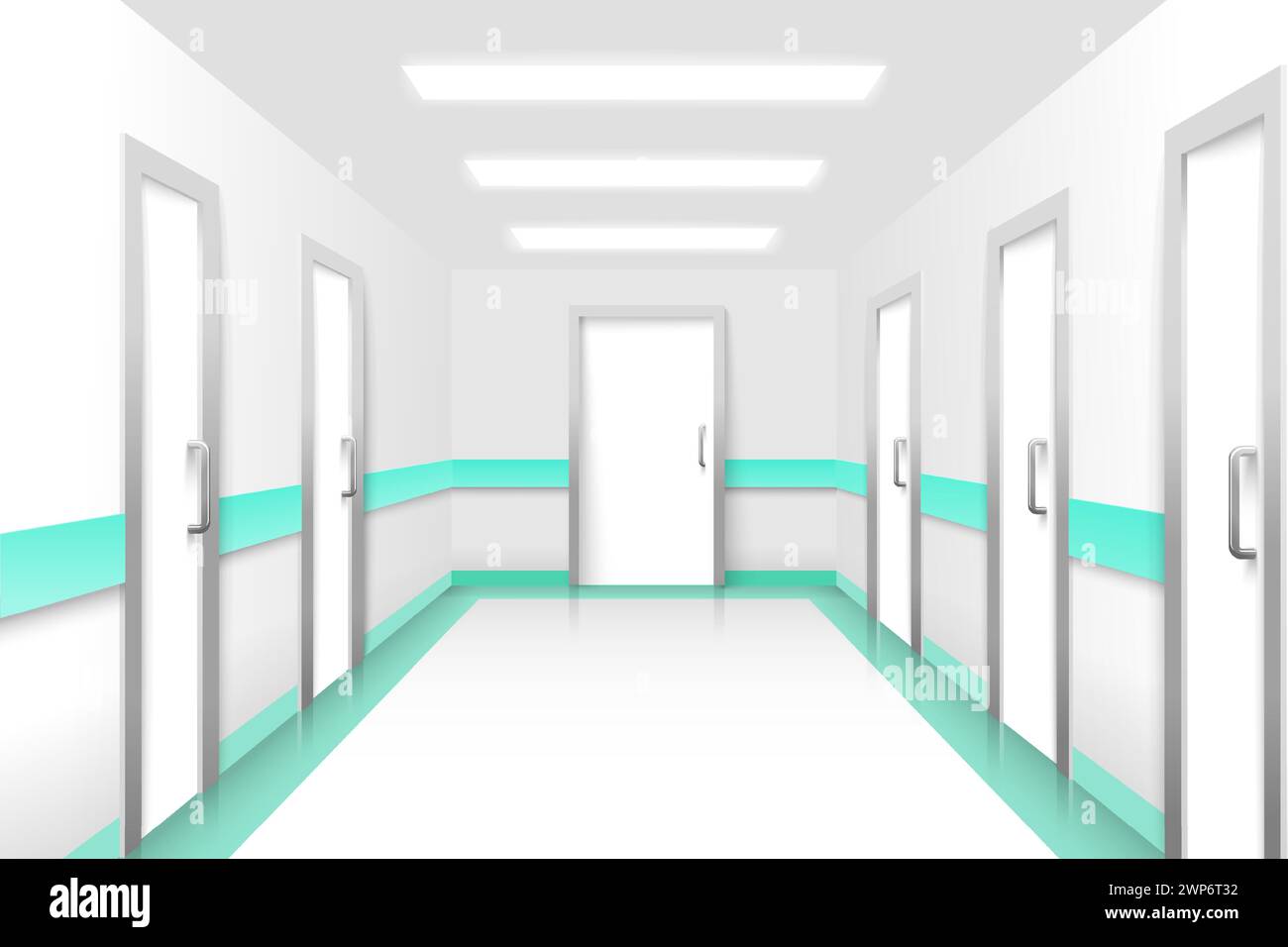 Hall with closed doors vector illustration scene Stock Vector Image ...