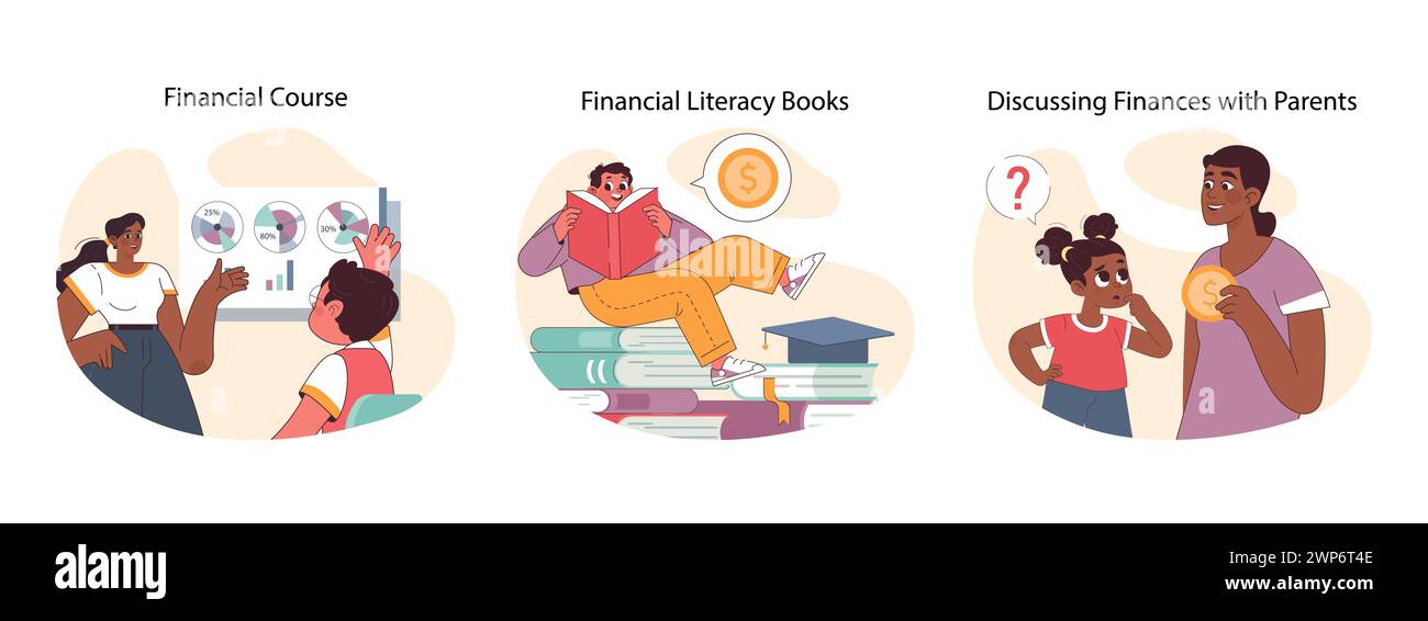 Child Financial Literacy set. Teaching kids about money through courses ...