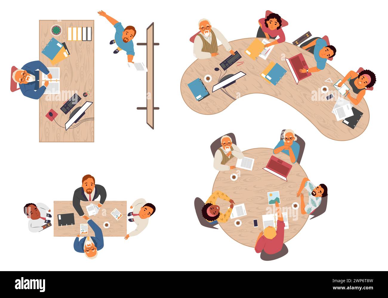 Top view office desk male Stock Vector Images - Alamy