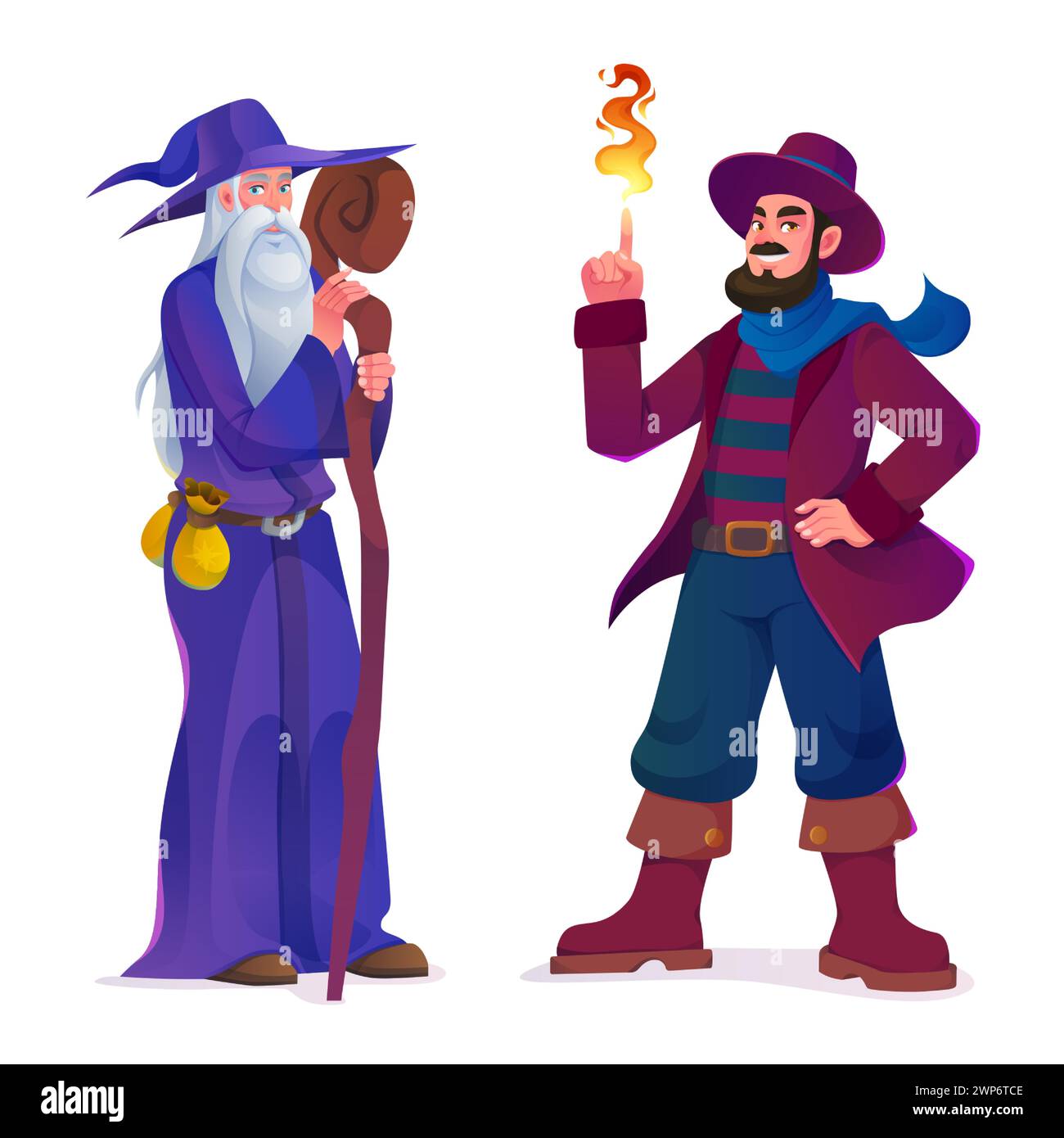Medieval wizard and magician characters isolated on white background ...