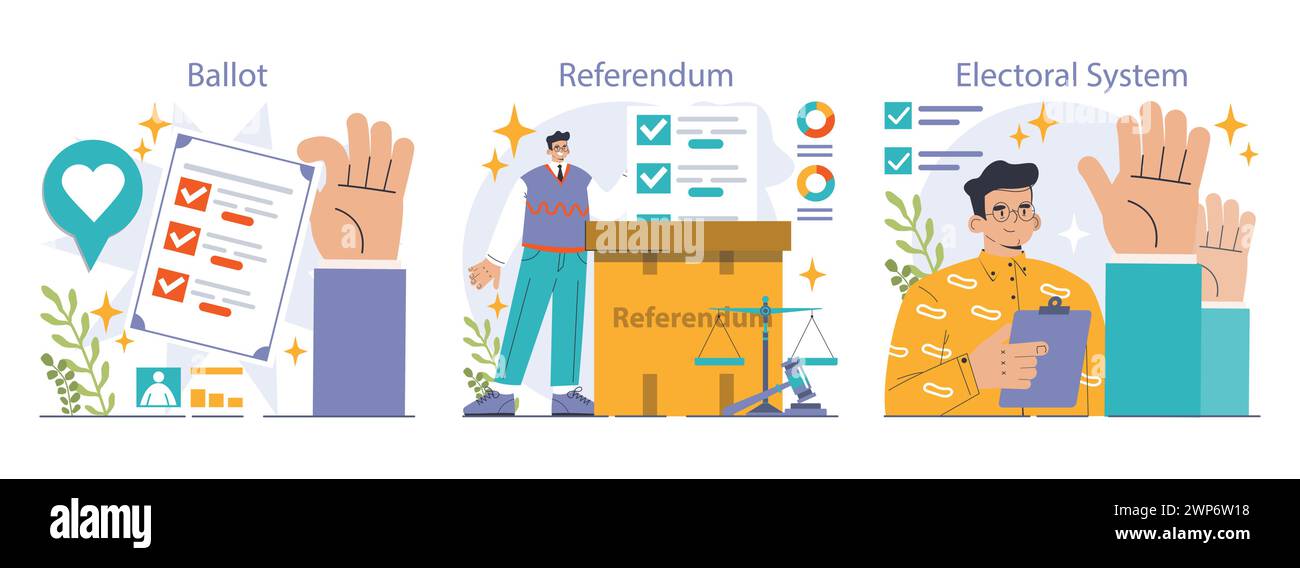 Election set. Democratic procedure, citizens choosing political party ...