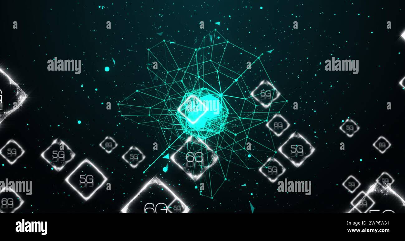 Image of 6g text over network of connections Stock Photo - Alamy