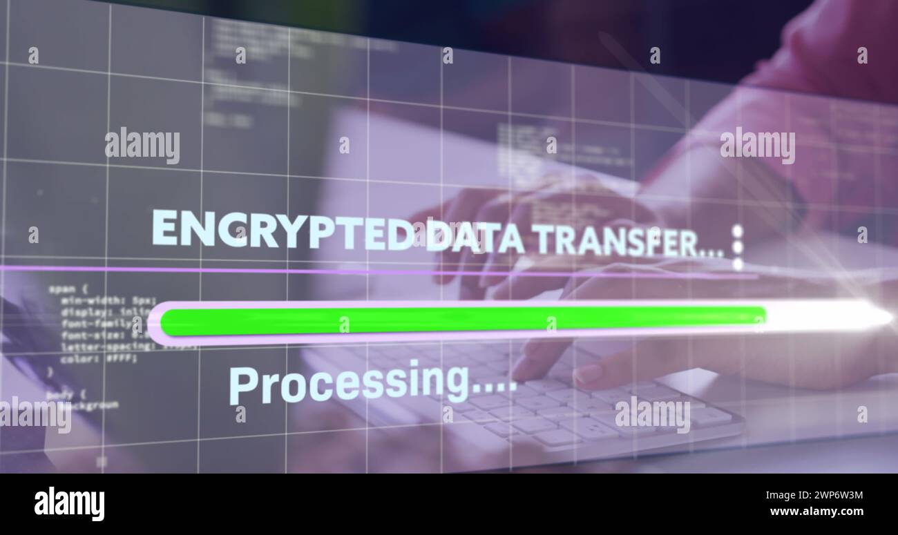 Image of data processing over woman using computer Stock Photo - Alamy