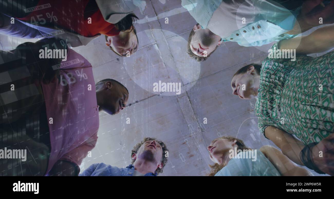 Image of data processing over diverse business people teaming up Stock ...