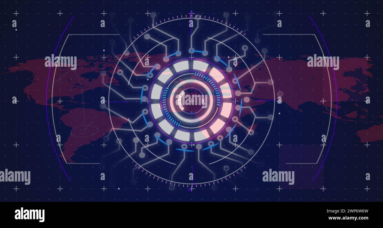 Image of scope scanning over world map Stock Photo - Alamy