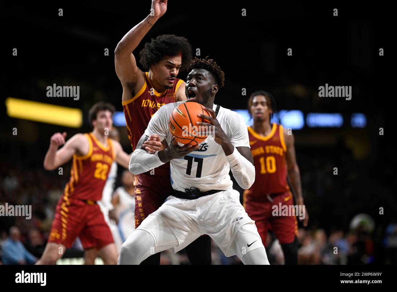 Central Florida forward Ibrahima Diallo (11) is fouled by Iowa State ...