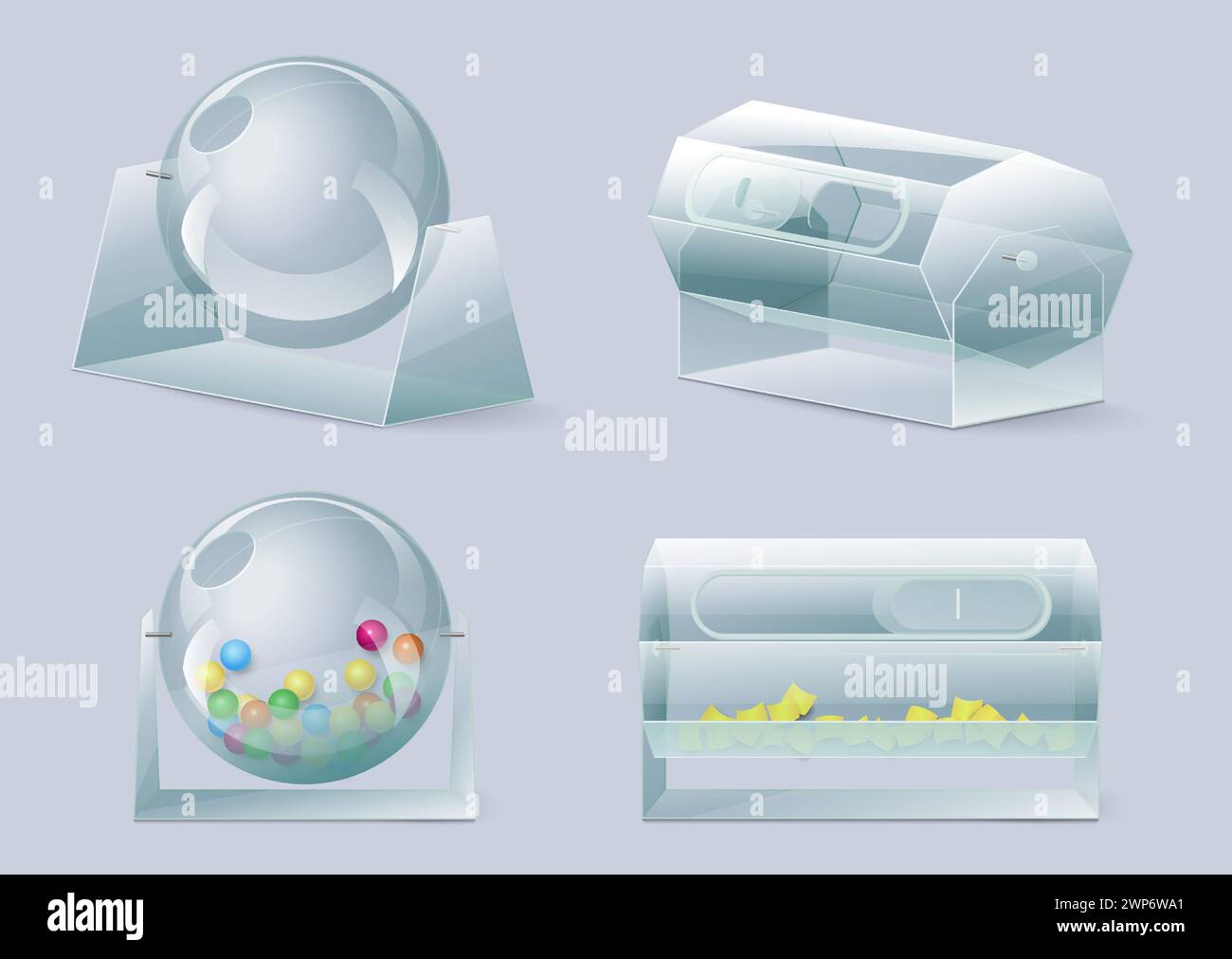 Lottery box raffle drums with balls or stickers set Stock Vector Image ...