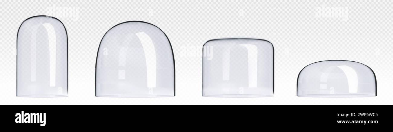 Glass transparent hemisphere dome cover. Realistic vector illustration ...
