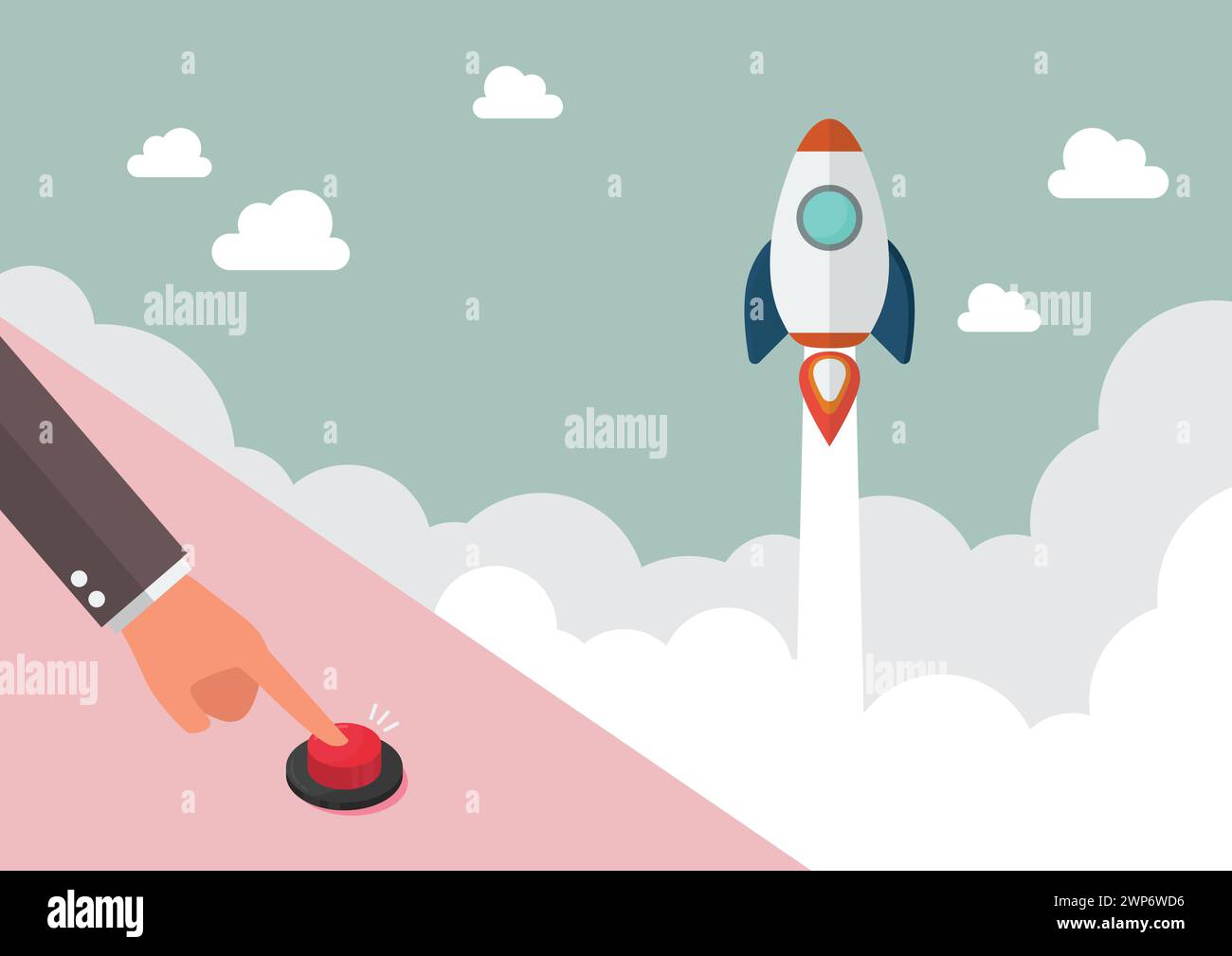 Pushing button science Stock Vector Images - Alamy