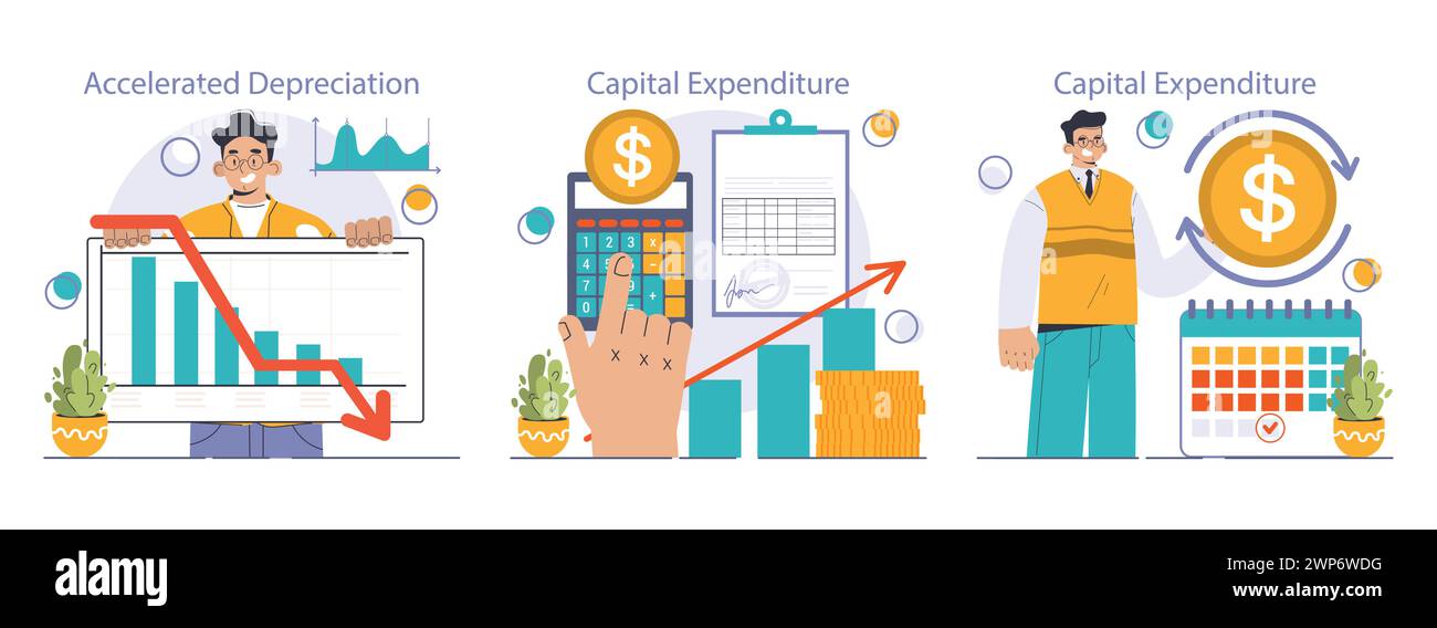 Amortization And Depreciation Set Calculating The Value For Business Assets Over Time Company