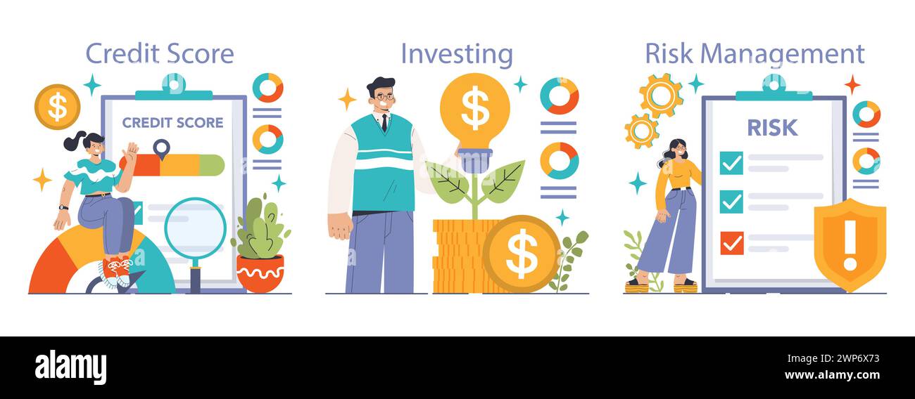 Financial Literacy Set. Engaging in credit score education, smart ...