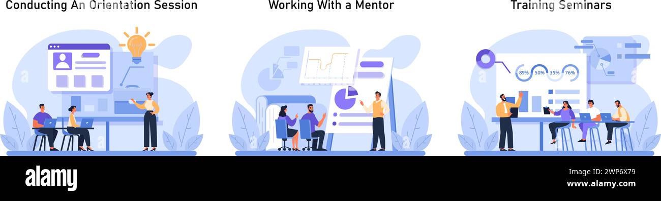 Professional Development set. Employees engaging in various learning ...