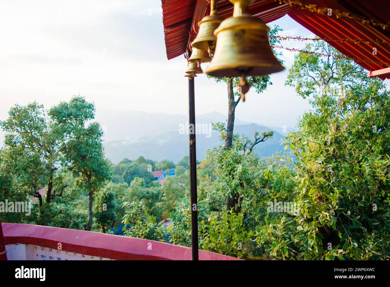 Bronze bells in Indian temple. Hindu temple bell. Brass made bell for ...