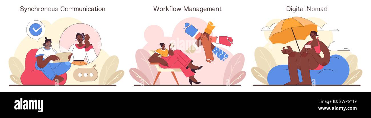 Digital Teamwork set. Seamless integration and management of remote ...