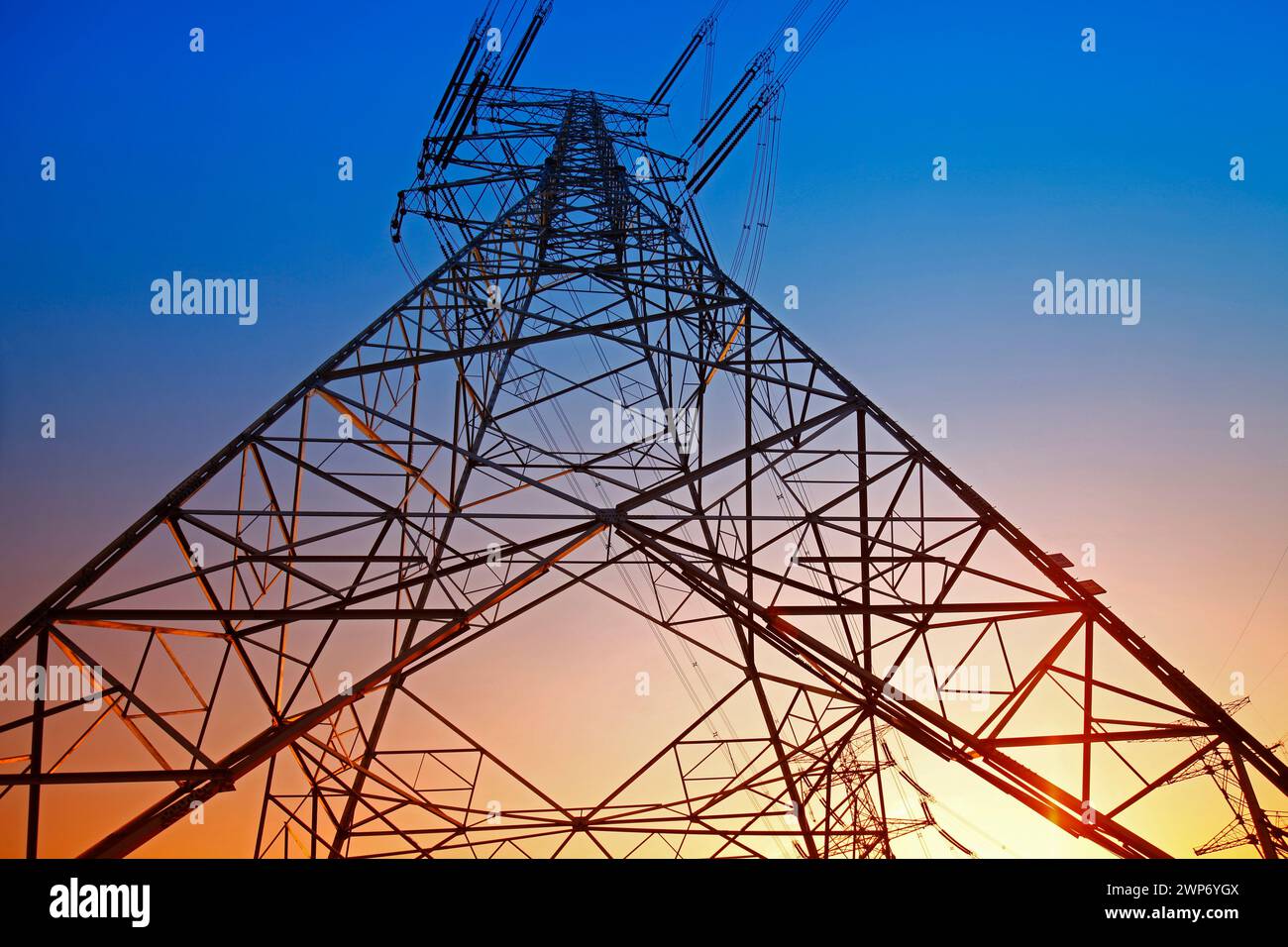 High voltage electric tower line Stock Photo - Alamy