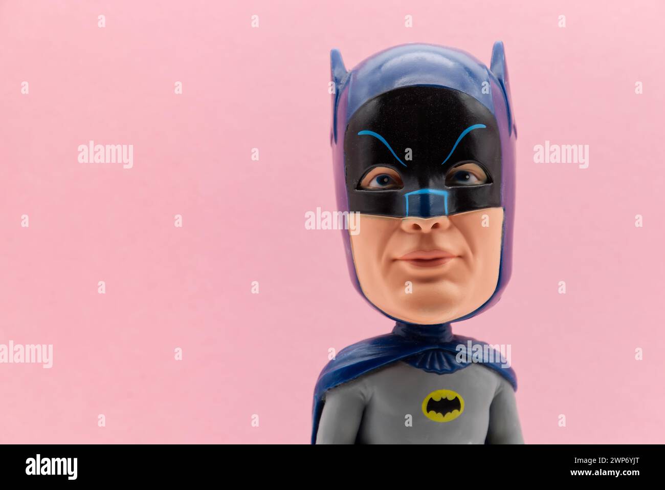 Batman 1966 bobblehead from dc comics isolated on pink background Stock ...