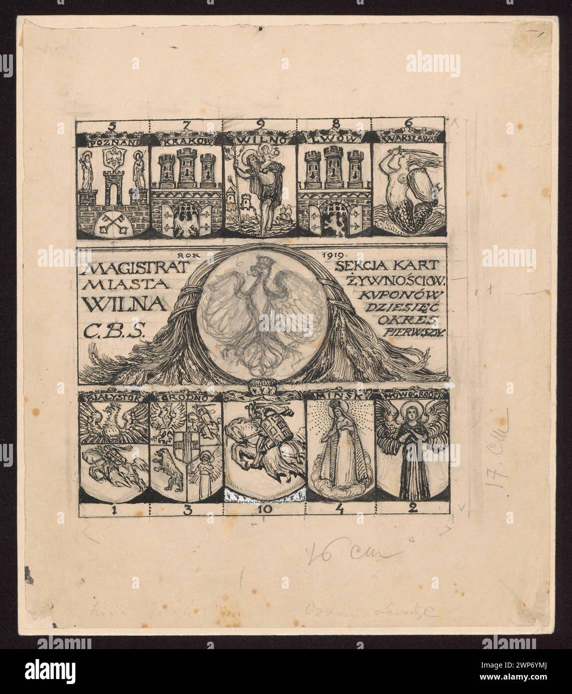 Illustration by Ferdynand Ruszczyc (1870-1936), 1919, showing Vilnius ...