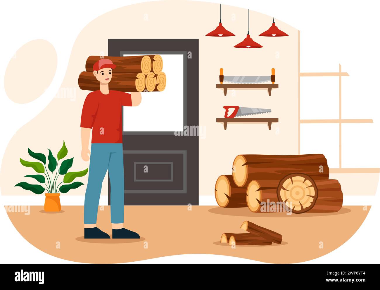 Man chopping firewood in Stock Vector Images - Alamy