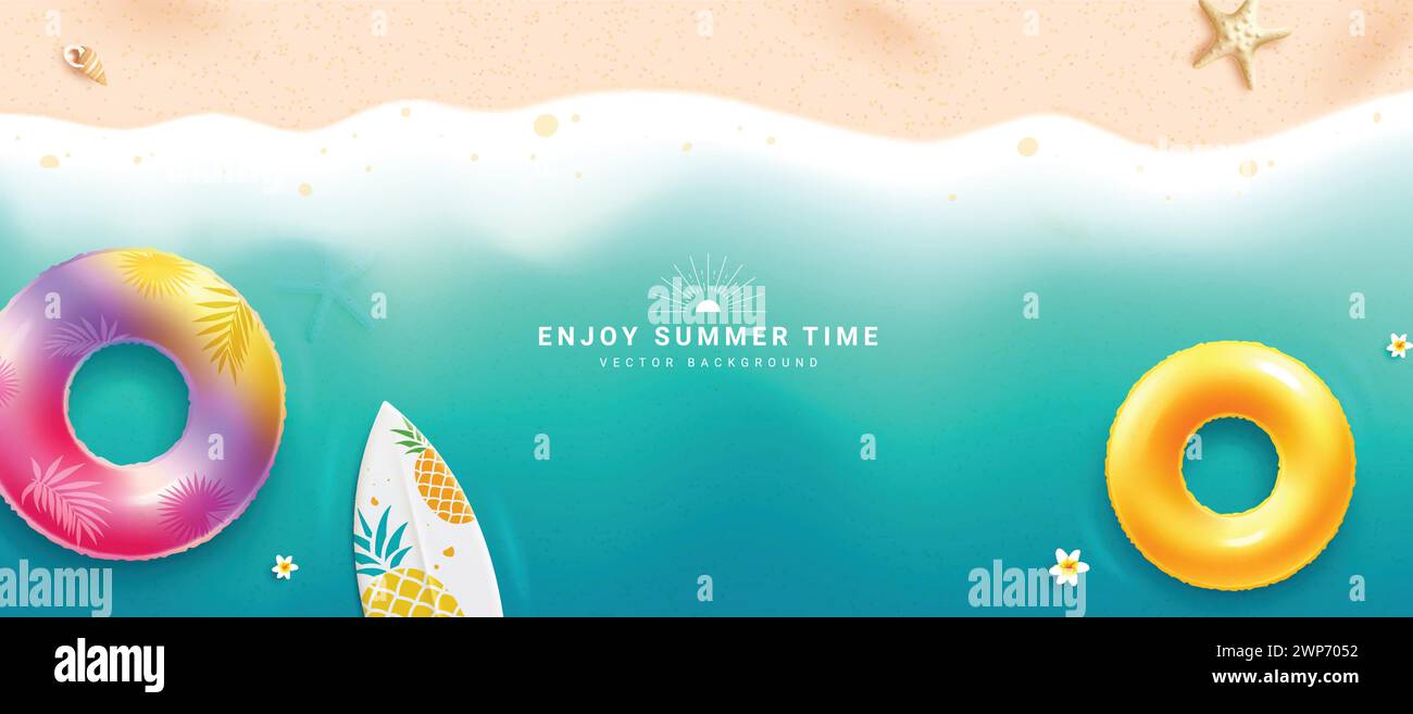 Summer time text vector banner background. Summer time greeting with ...