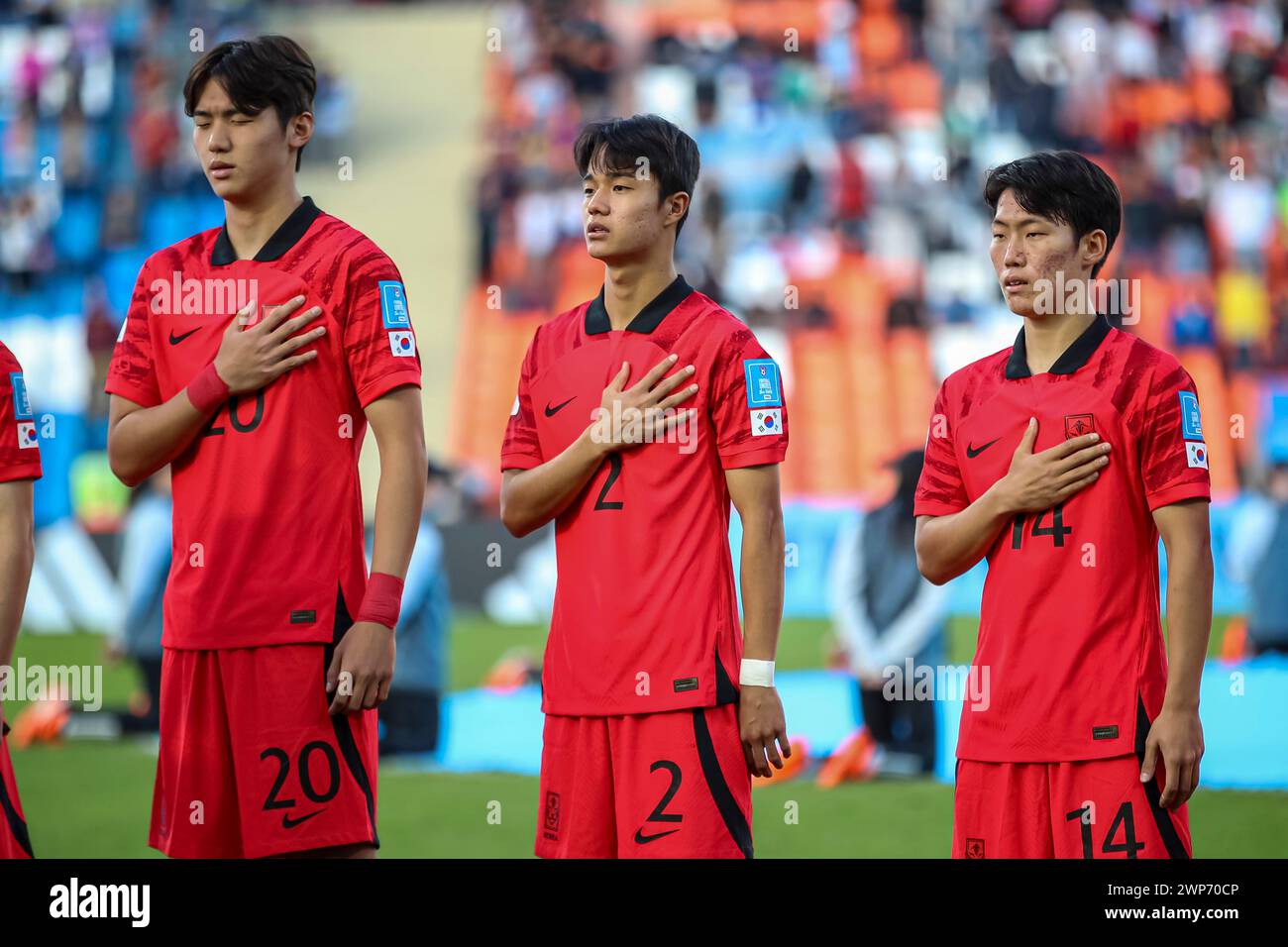 MENDOZA, ARGENTINA - MAY 25: Jisoo Kim, Changwoo Park and Sangyoon Kang of Korea Republic during ...