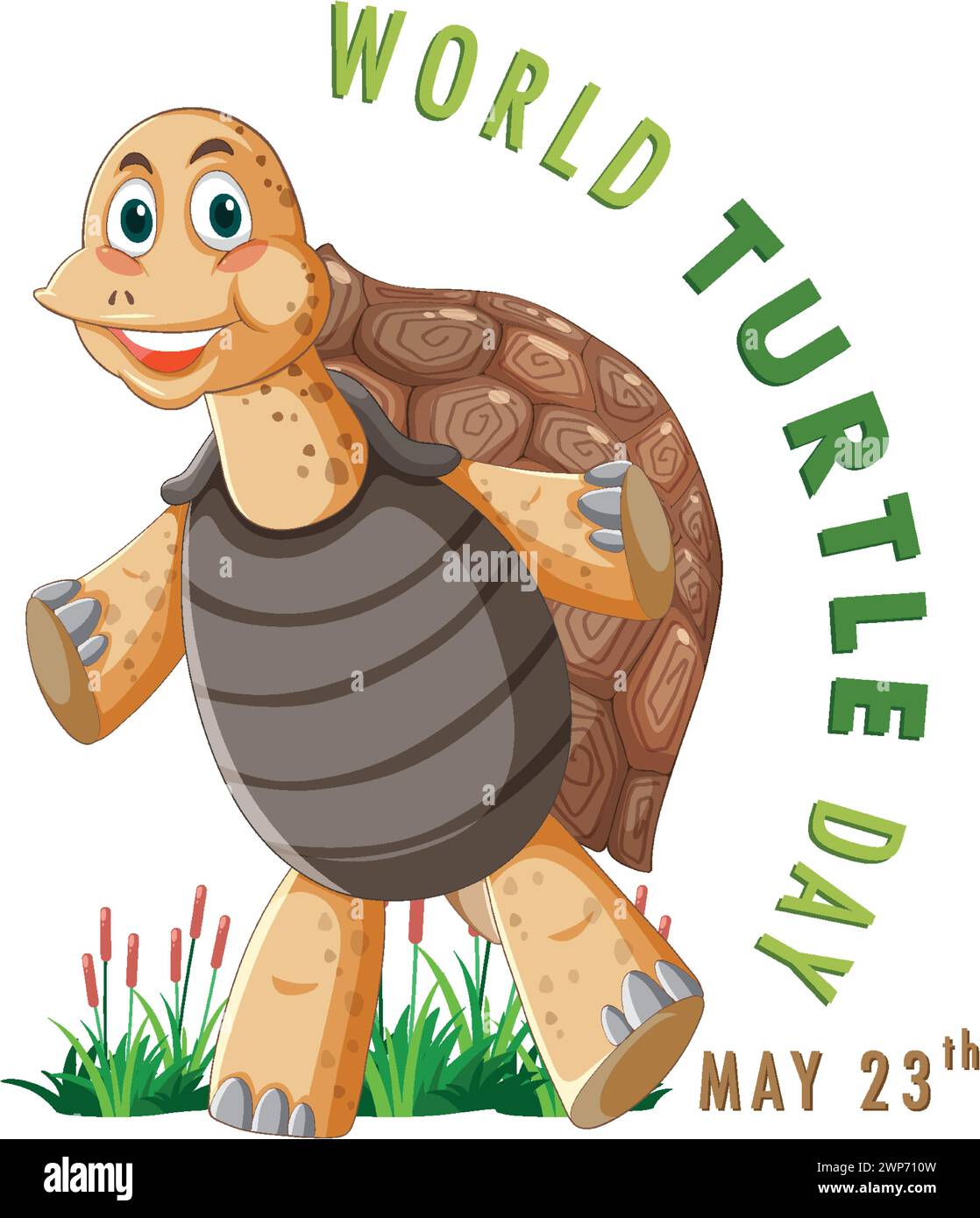 Happy cartoon turtle illustration for World Turtle Day Stock Vector ...