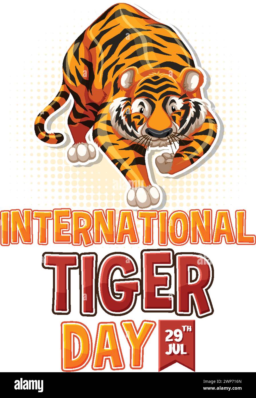 Colorful illustration honoring global tiger conservation efforts Stock ...