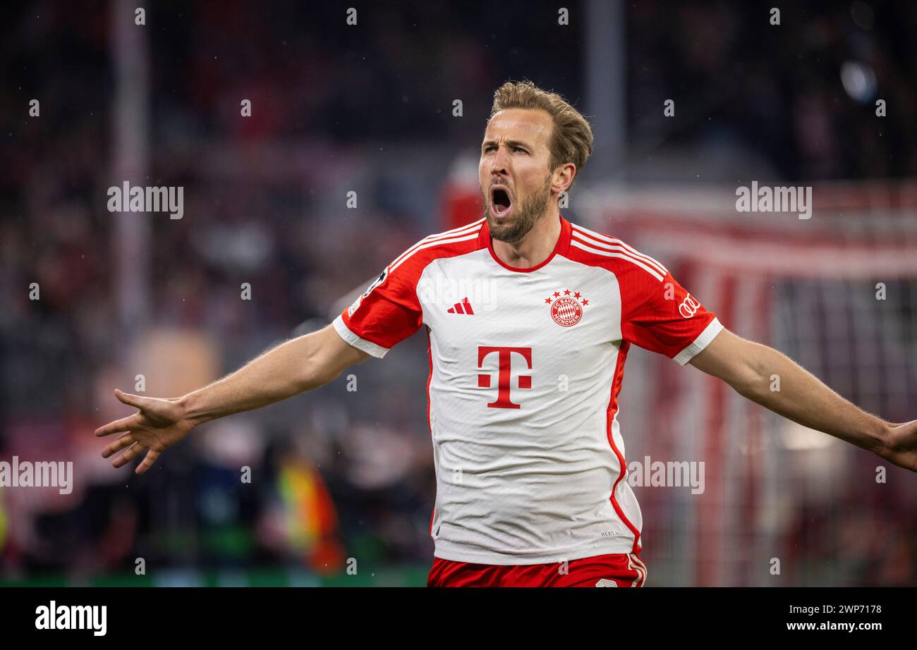 Munic Germany. 05th Mar 2024. Torjubel: Harry Kane (Muenchen) FC Bayern ...