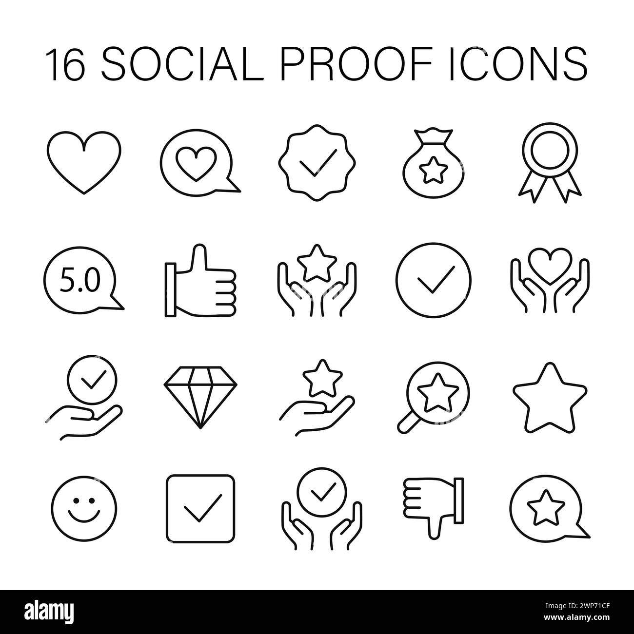 Social Proof concept icons set. Trust-building icons for credibility ...