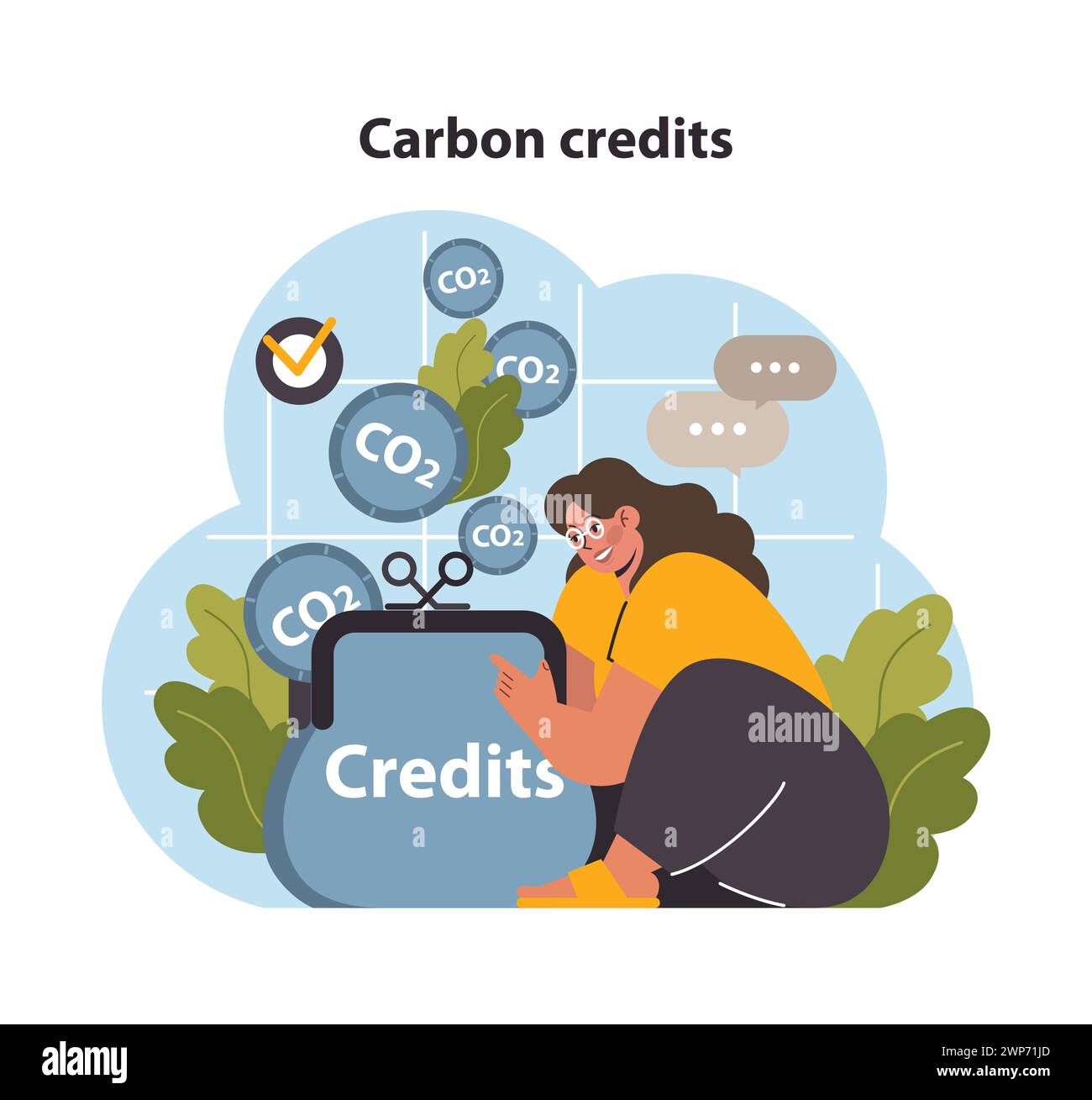 Professional engaging in carbon credits. Woman calculates CO2 levels ...