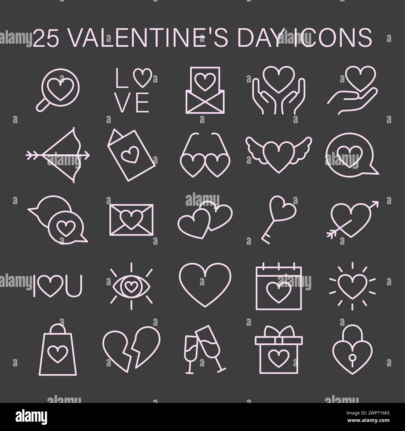 Valentine's Day icon set capturing essence of love with hearts, gifts ...