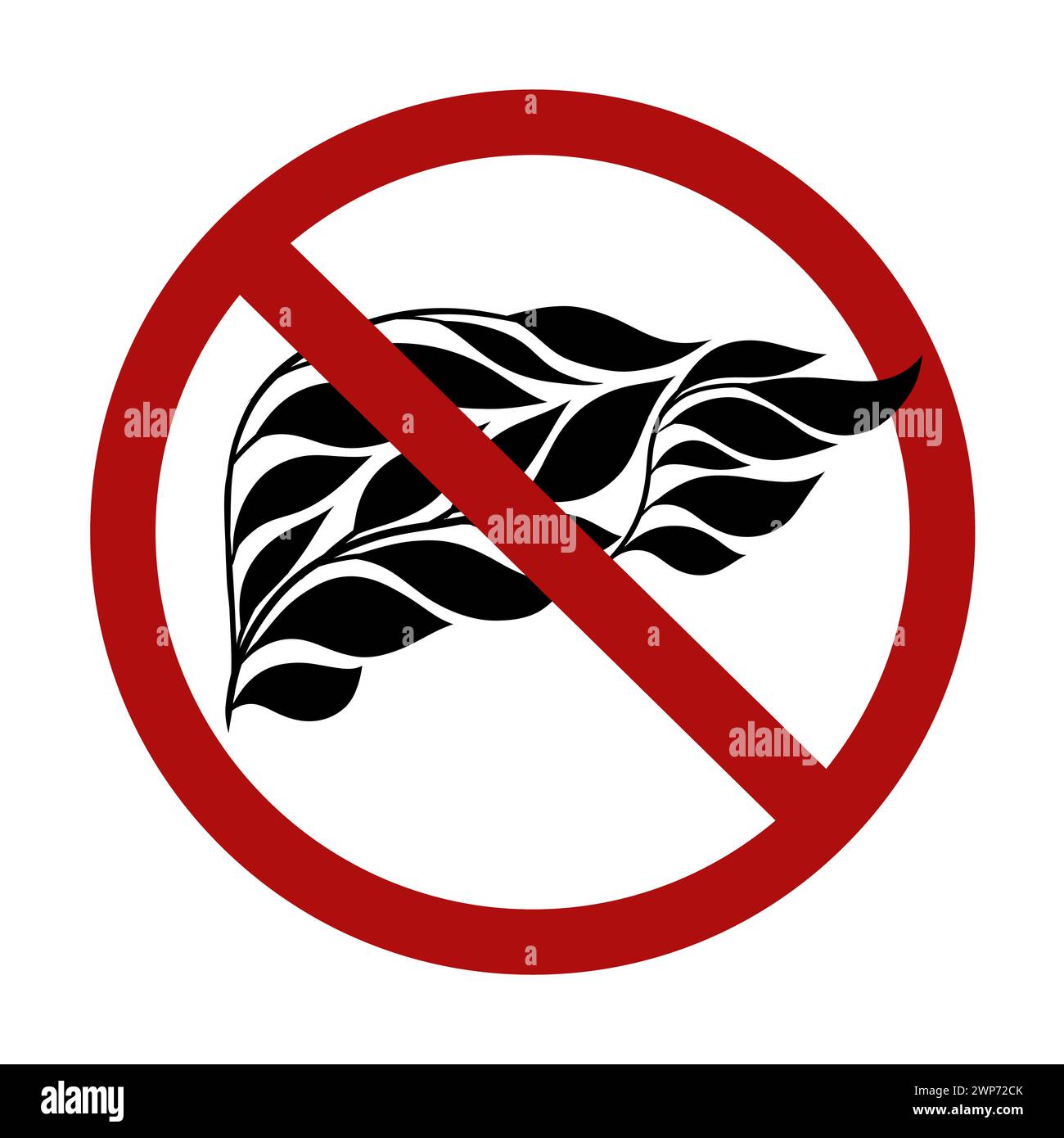 Vector forbidden sign with black silhouette human liver made of leaves ...