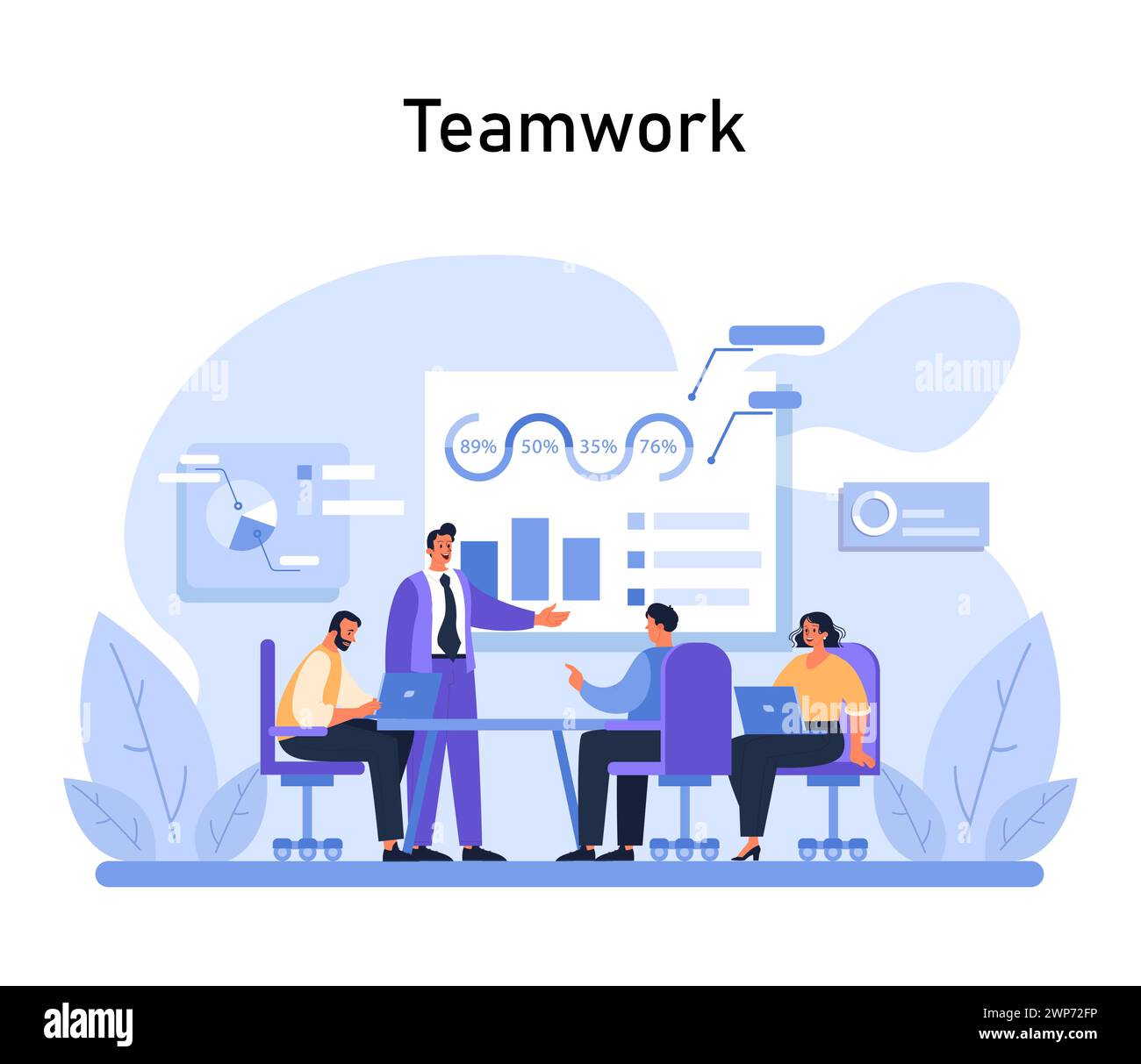 Teamwork exemplified. Collaborative team engages in discussion at a ...