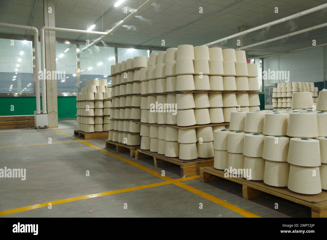 In industrial sewing machine spun yarn, many thread together Stock ...