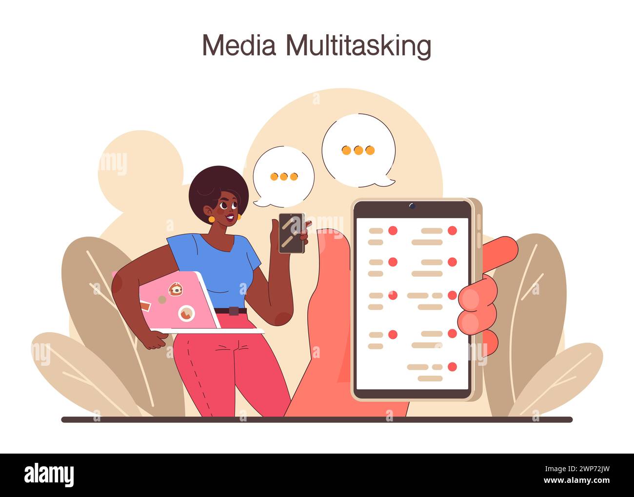 Digital multitasking. Effective and competent office worker media ...