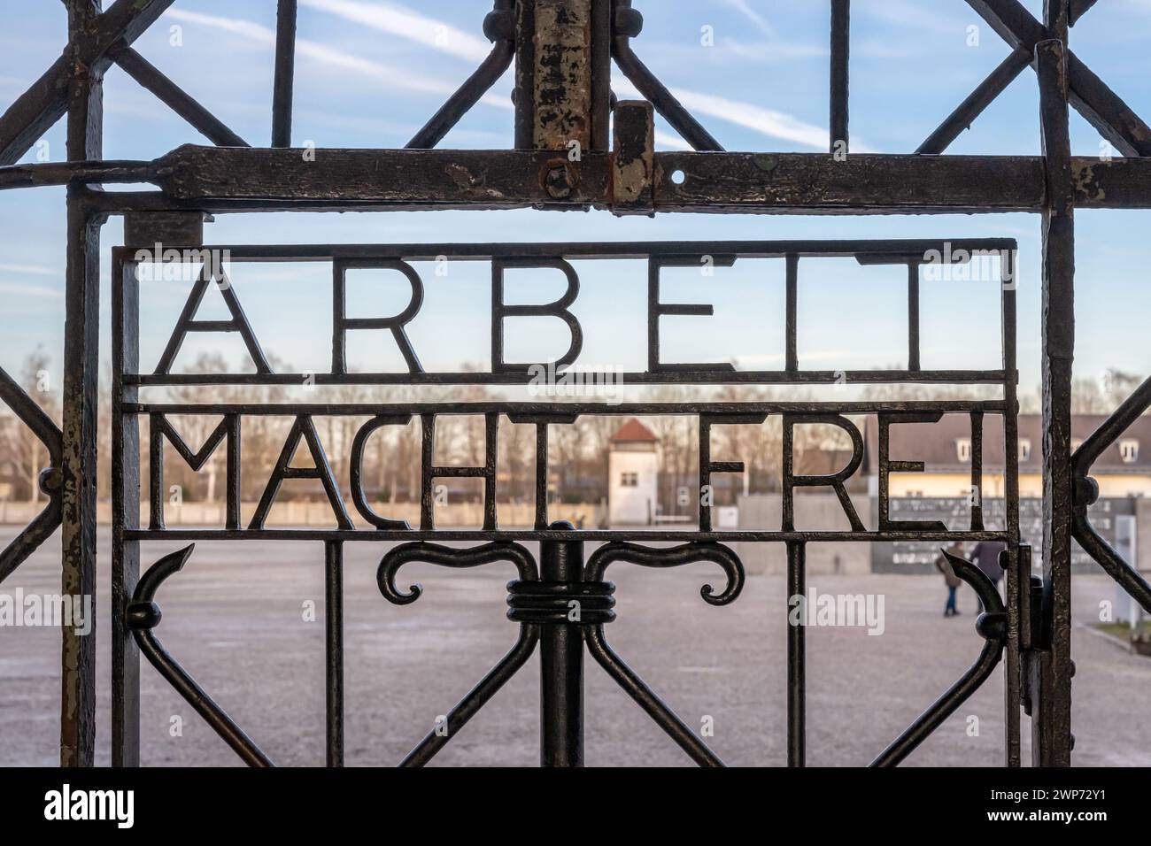 DACHAU, GERMANY Work sets you free sign on gates at Dachau ...