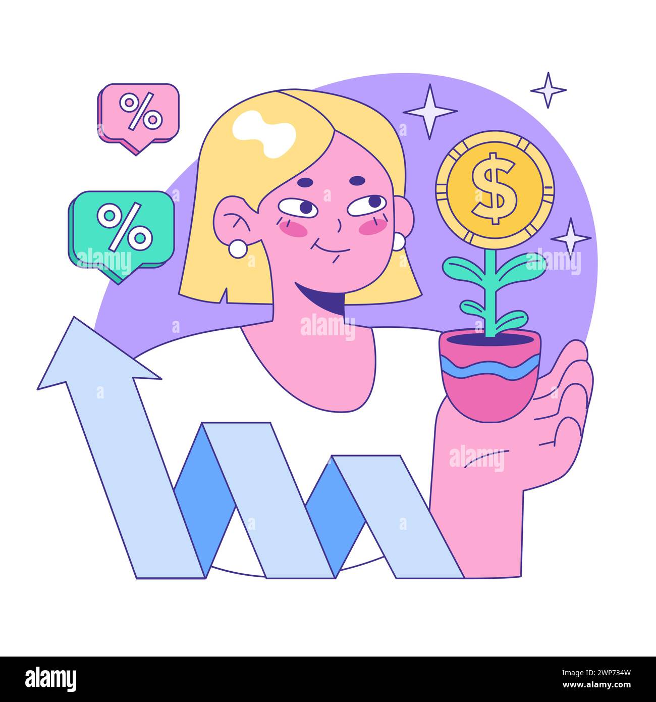 Mutual fund. Investment fund, asset portfolio invested in stocks. Young ...