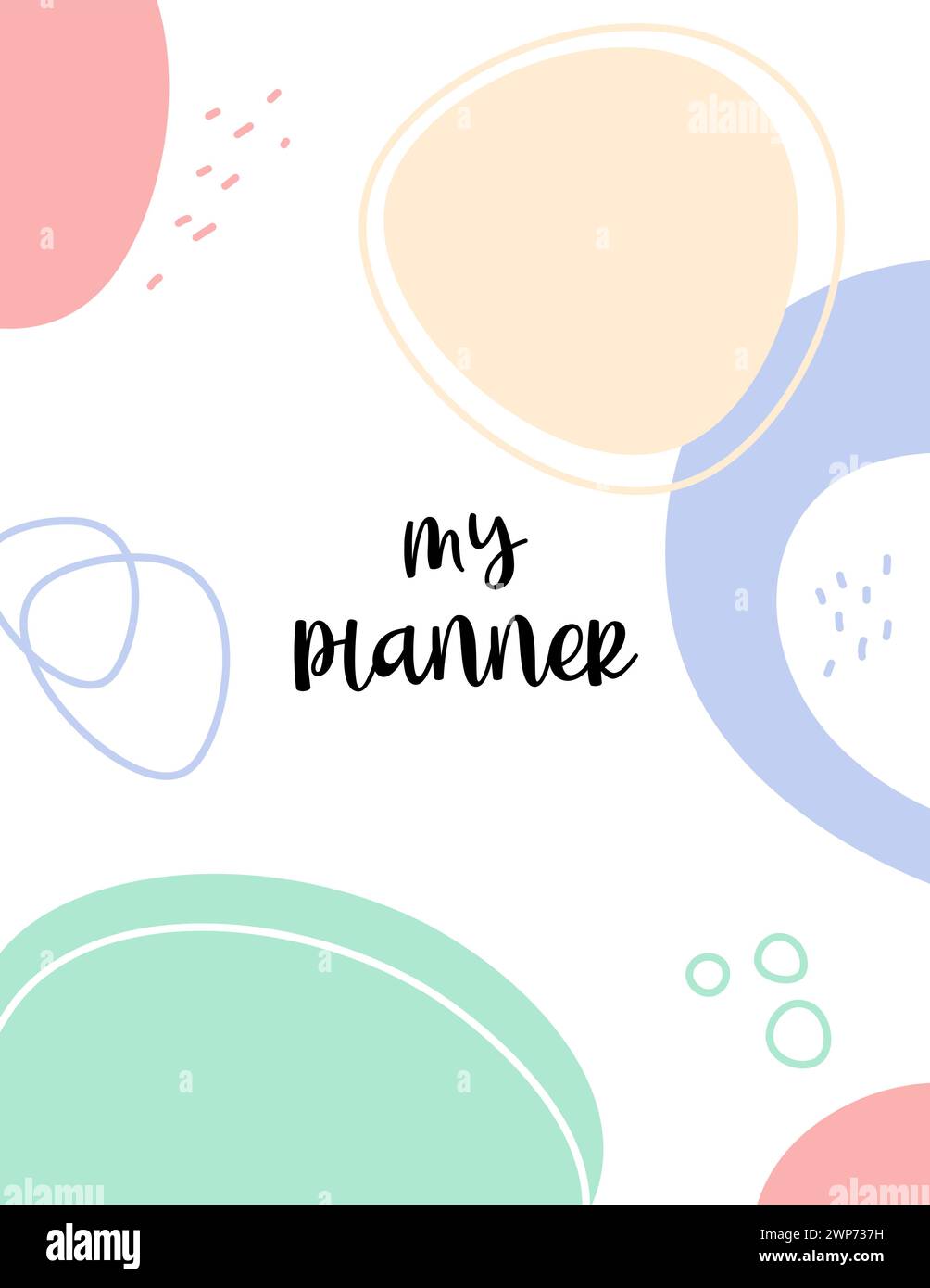 Planner book cover vector. Abstract background with hand drawn elements ...