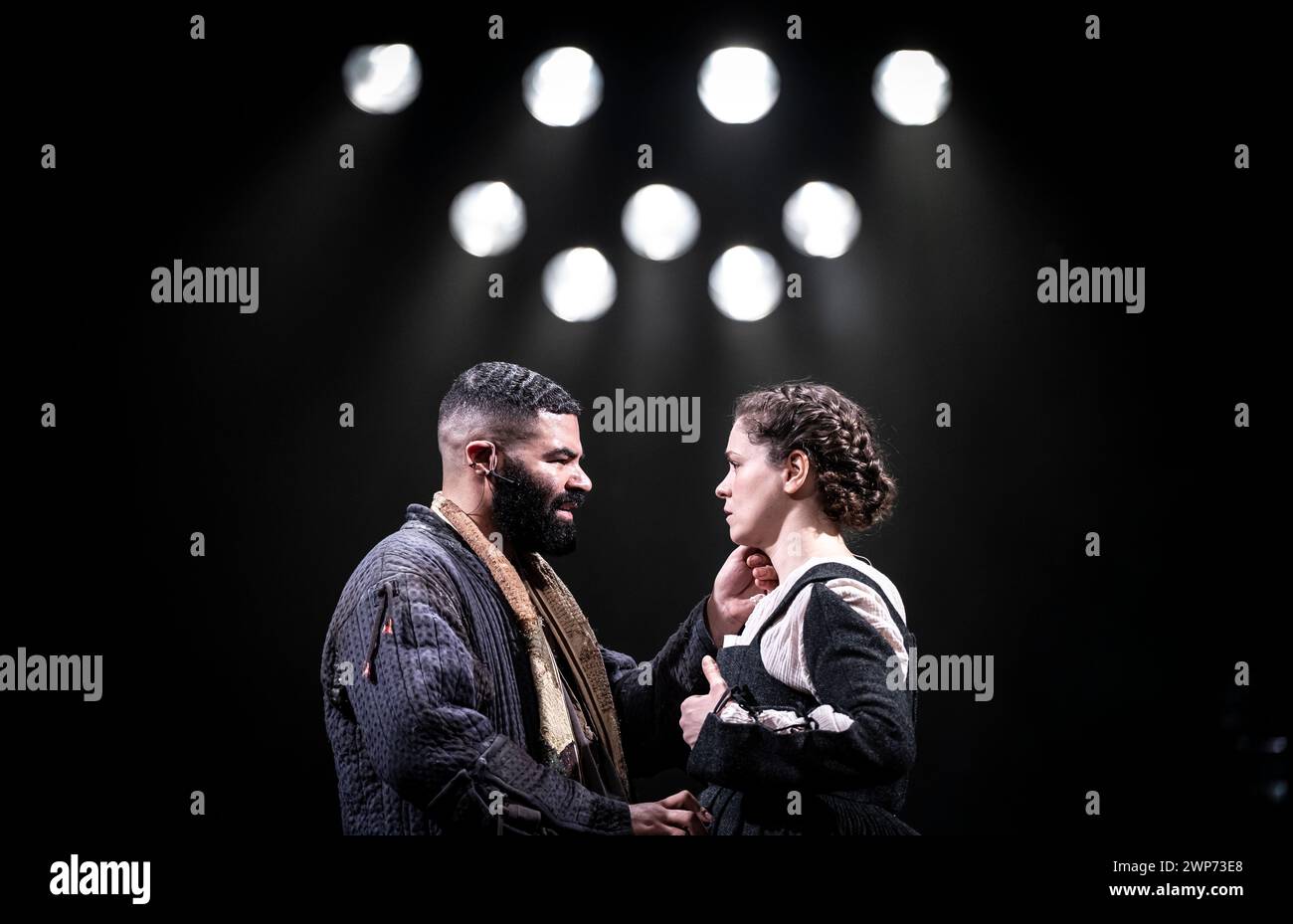 Jessica Baglow as Lady Macbeth and Ash Hunter as Macbeth on stage ...