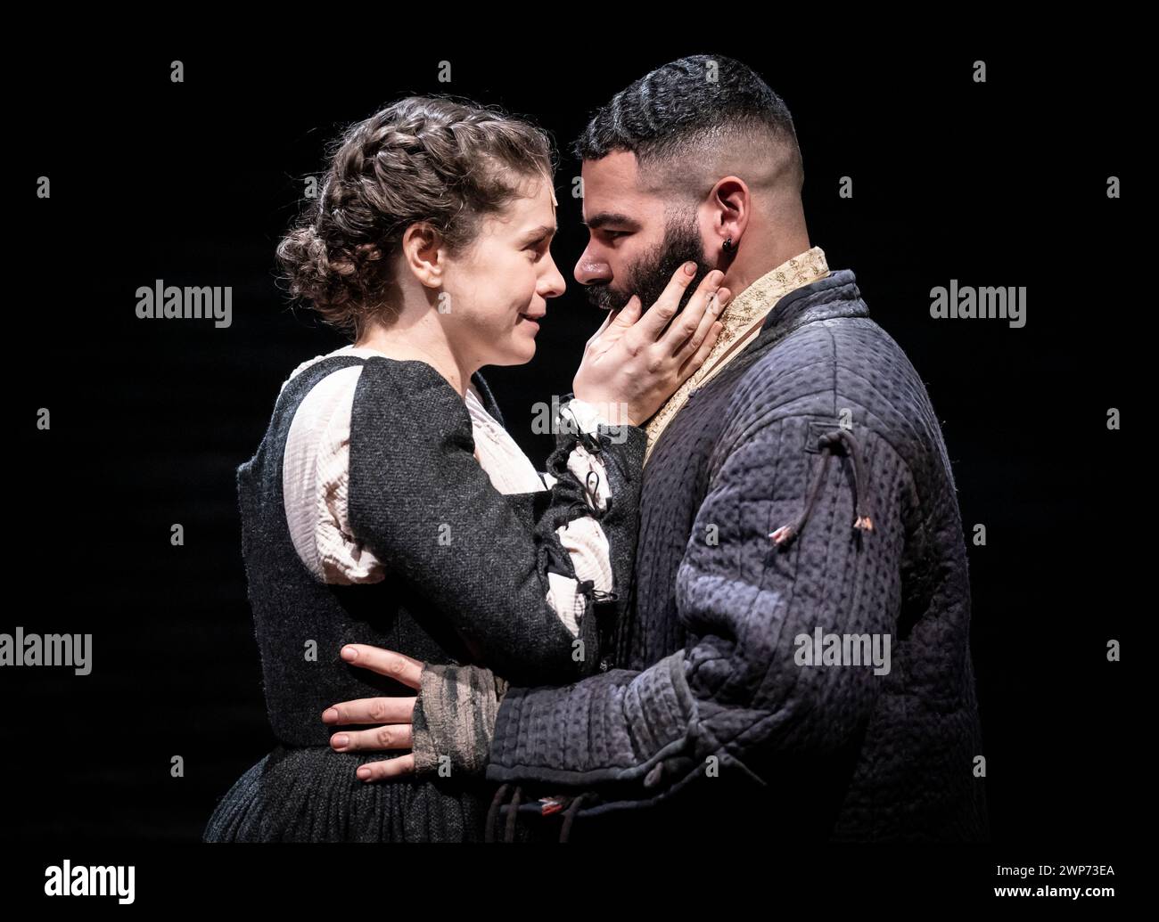 Jessica Baglow as Lady Macbeth and Ash Hunter as Macbeth on stage ...