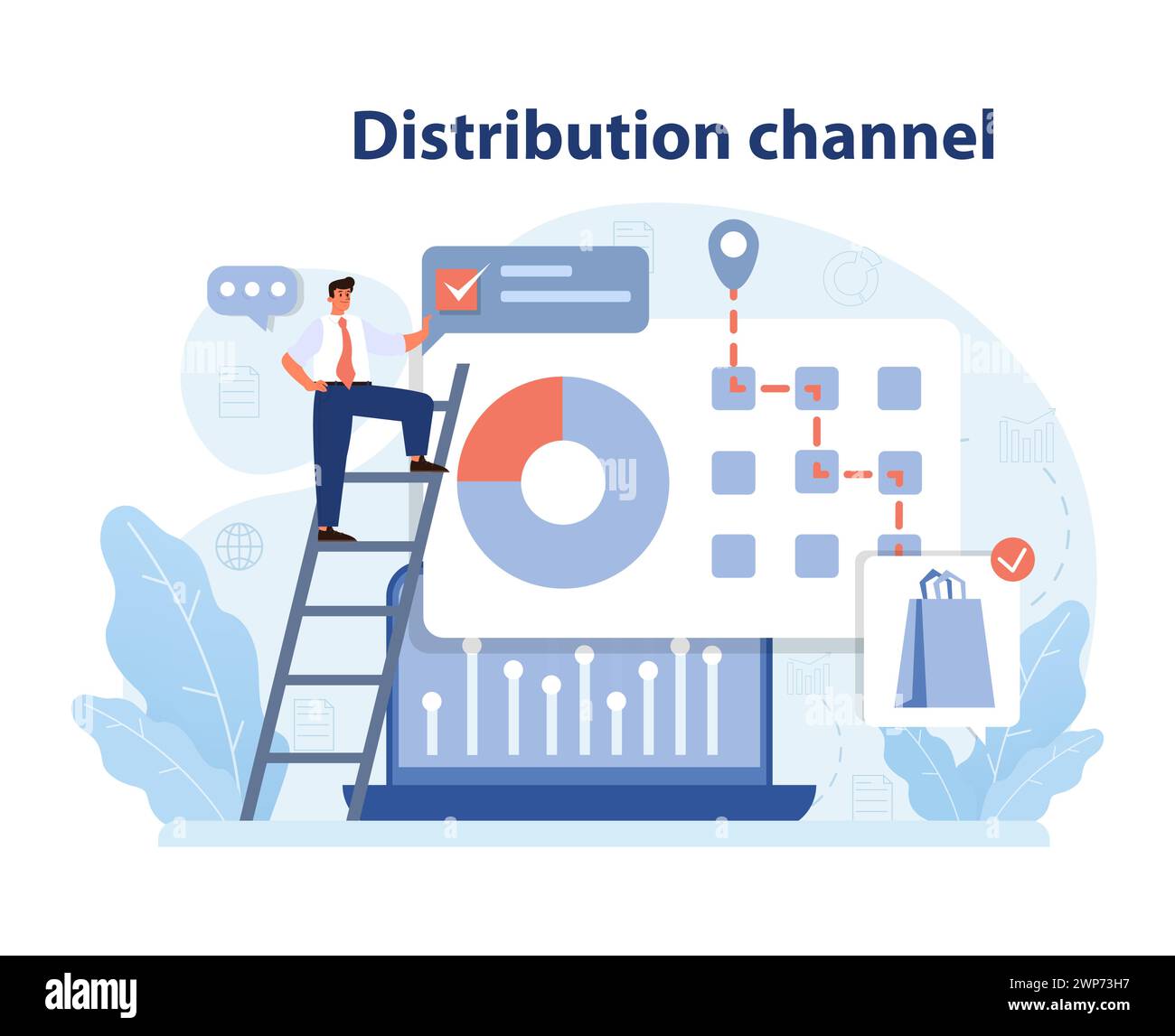 Market penetration concept. Businessman optimizing distribution ...