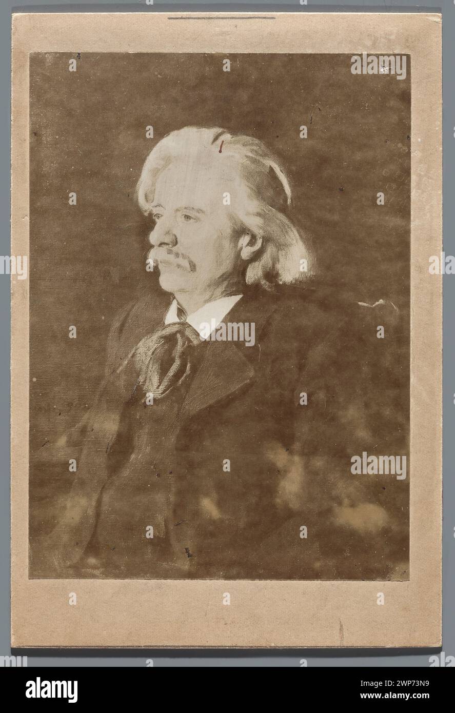 Oil portrait of Norwegian composer Edvard Grieg (1843-1907) painted by ...