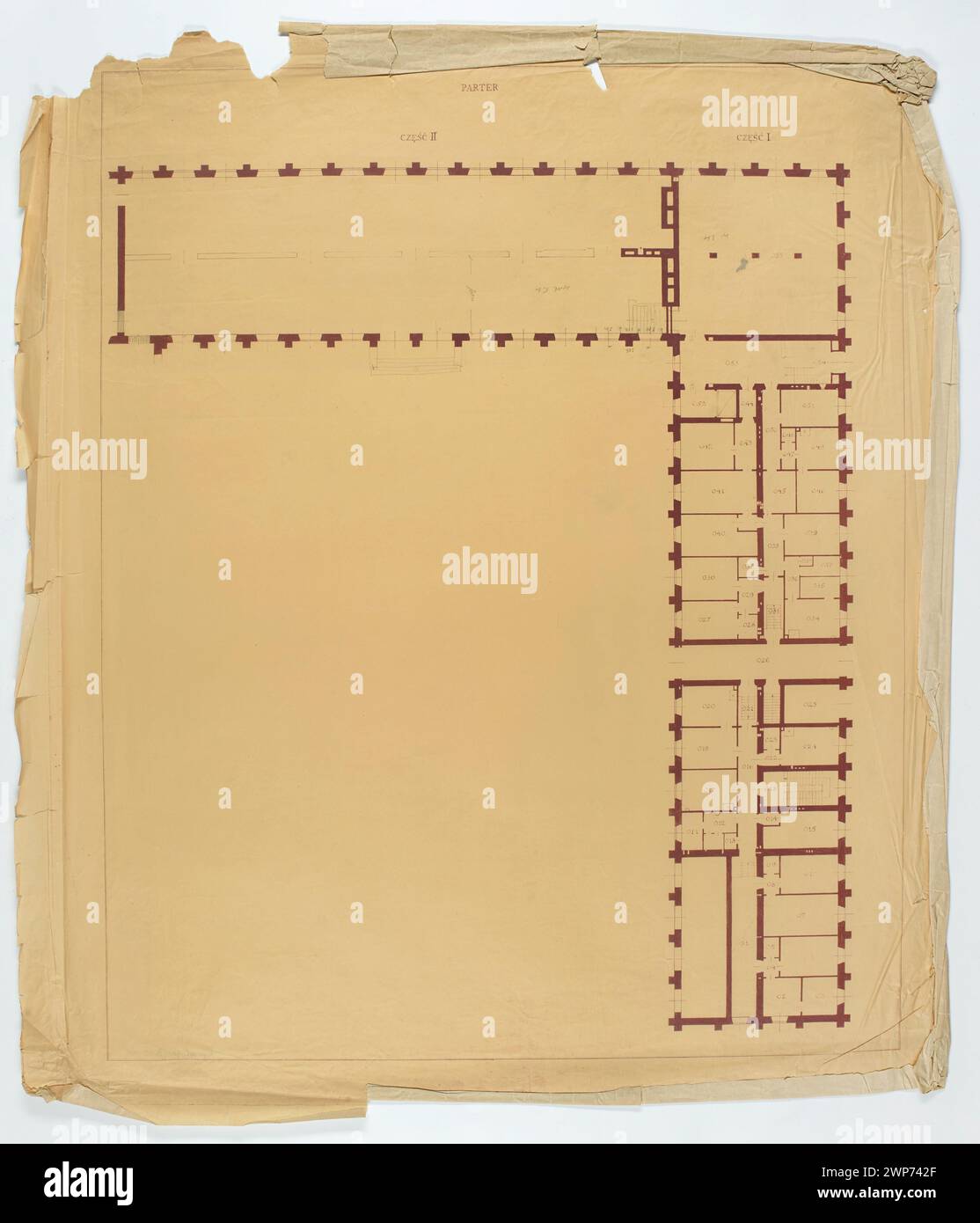 Warsaw. National Museum. Design. Right wing (parties I and II). Ground ...