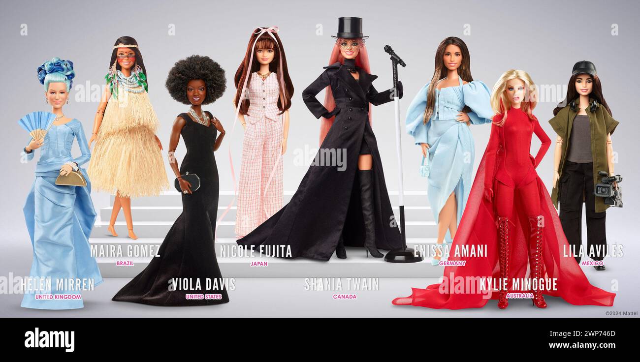 Non Exclusive: Dame Helen Mirren holding her one-of-a-kind Barbie doll ...