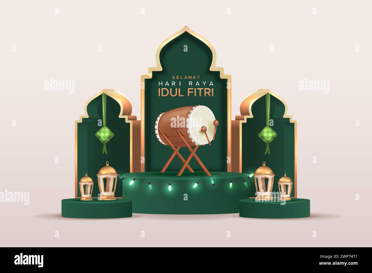 Islamic display decoration composition with 3d realisic traditional ...