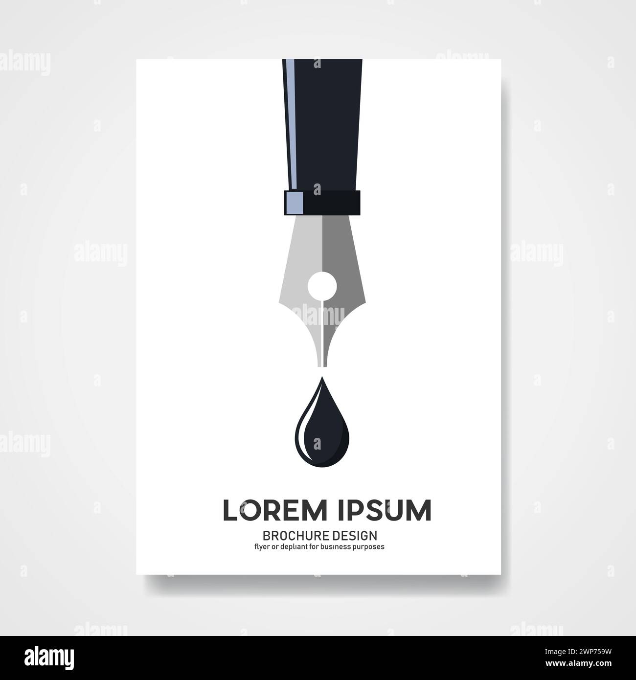 Modern brochure cover design with a stylized ink pen drip for business ...