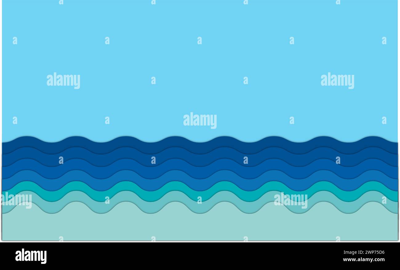 Abstract water, waves on sea. Vector empty background with copy space ...