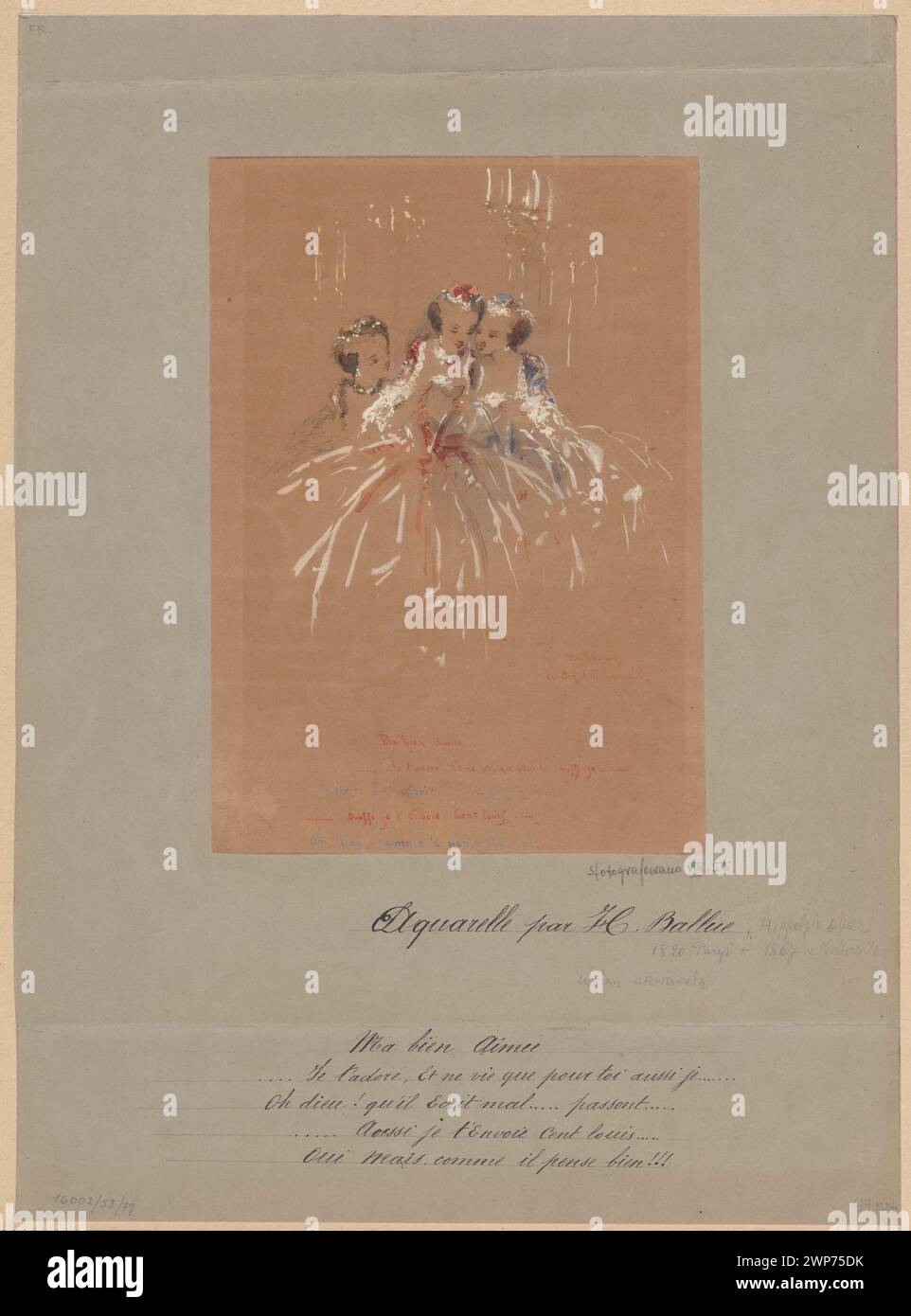 Girl with a letter; Ballue, Hippolyte Omer (1820-1867); around 1850 ...