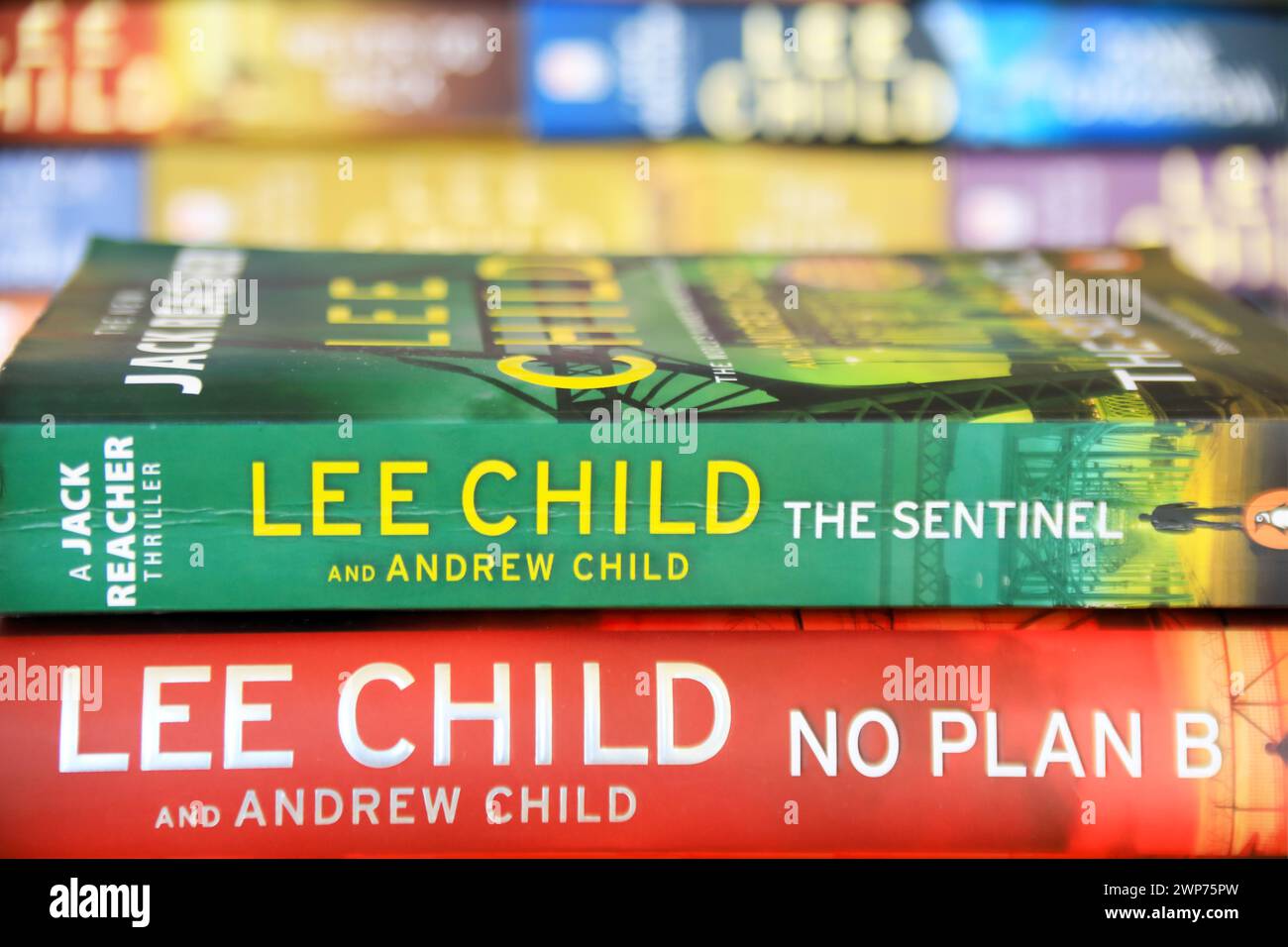 Books by Lee Child and his brother Andrew Child Stock Photo - Alamy